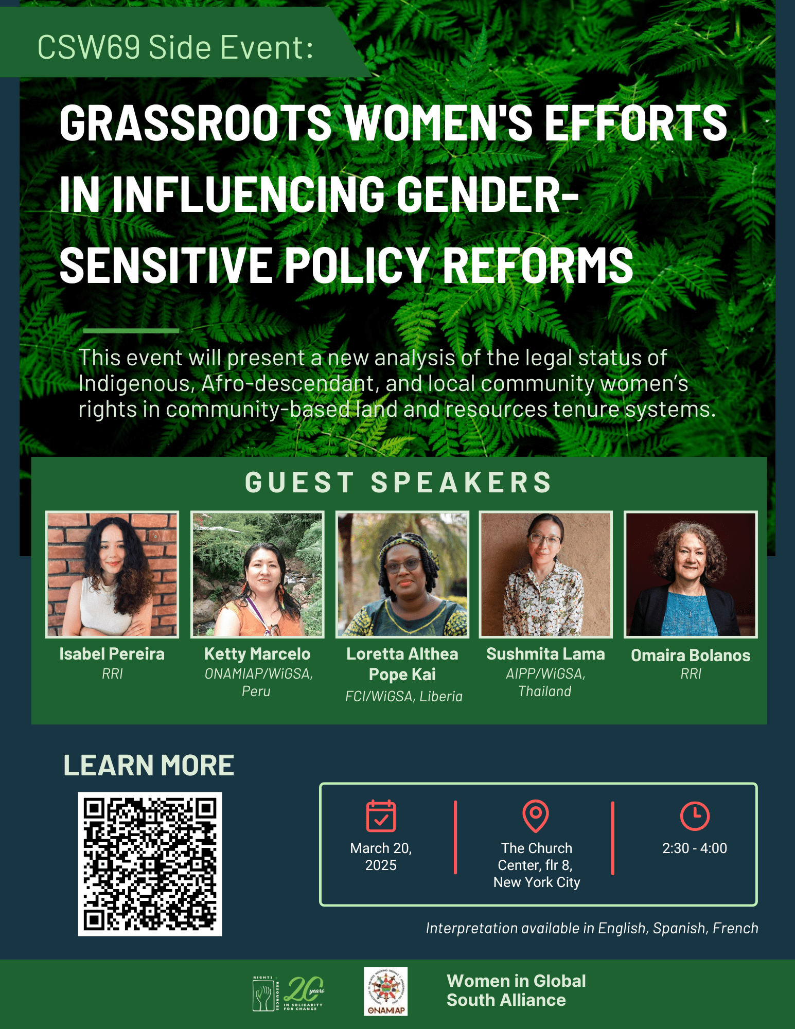 RRI at CSW69: Side-Event on Grassroots Women’s Efforts in Influencing ...